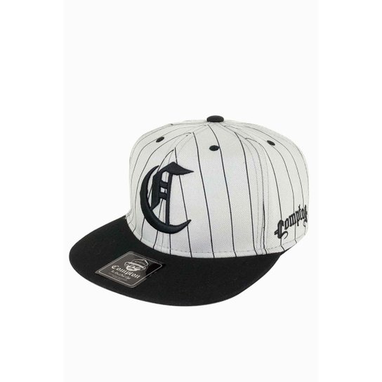 Boné Compton Aba Reta Snapback Logo Pinstripe Cinza - Cinza | Netshoes