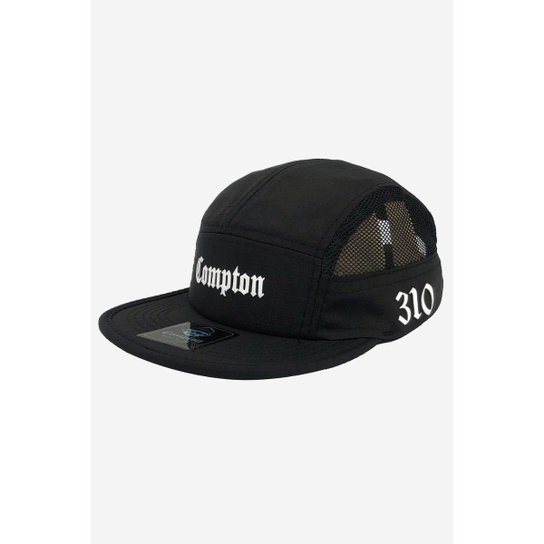 Boné Compton Five Panel Strapback Classic Preto - Preto | Netshoes