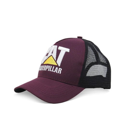 Boné Excavator Trucker Original Aba Curva Bordado Alto Relevo - Vinho ...