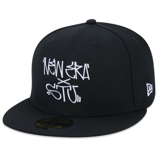 BONE NEW ERA 59FIFTY STU SKATE TOTAL URBE ABA RETA PRETO - Preto | Netshoes