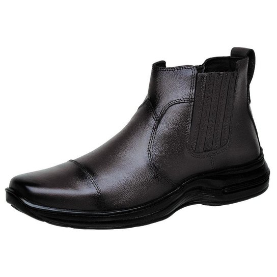 Bota Botina Social Masculino Couro Conforto Elastico Cano Medio Sola ...