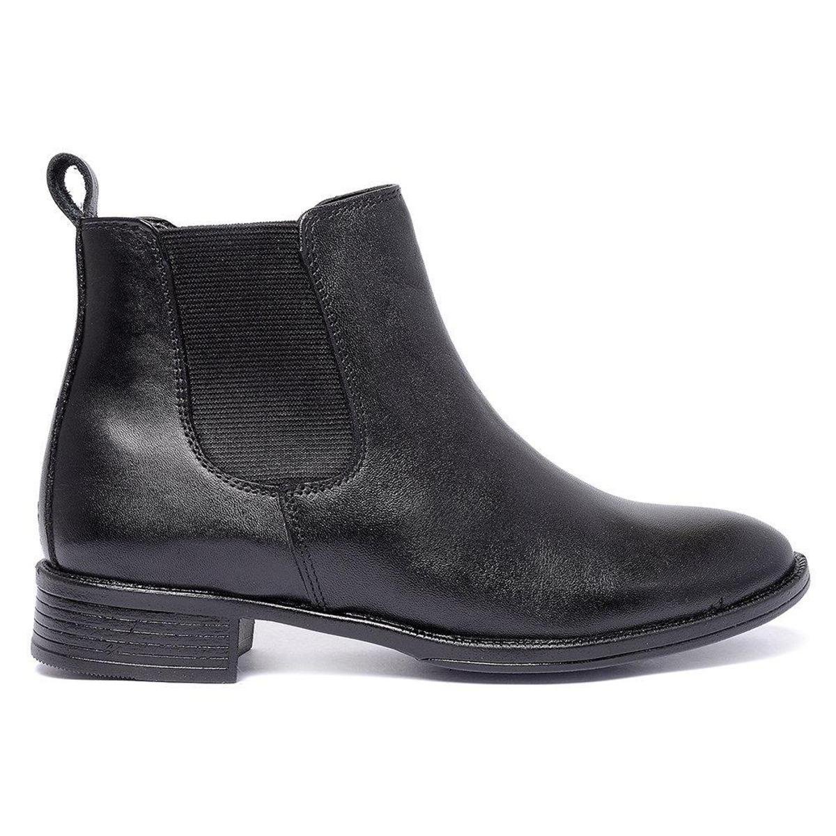 Bota Chelsea Feminina De Couro - Preto - Aine - Preto | Netshoes