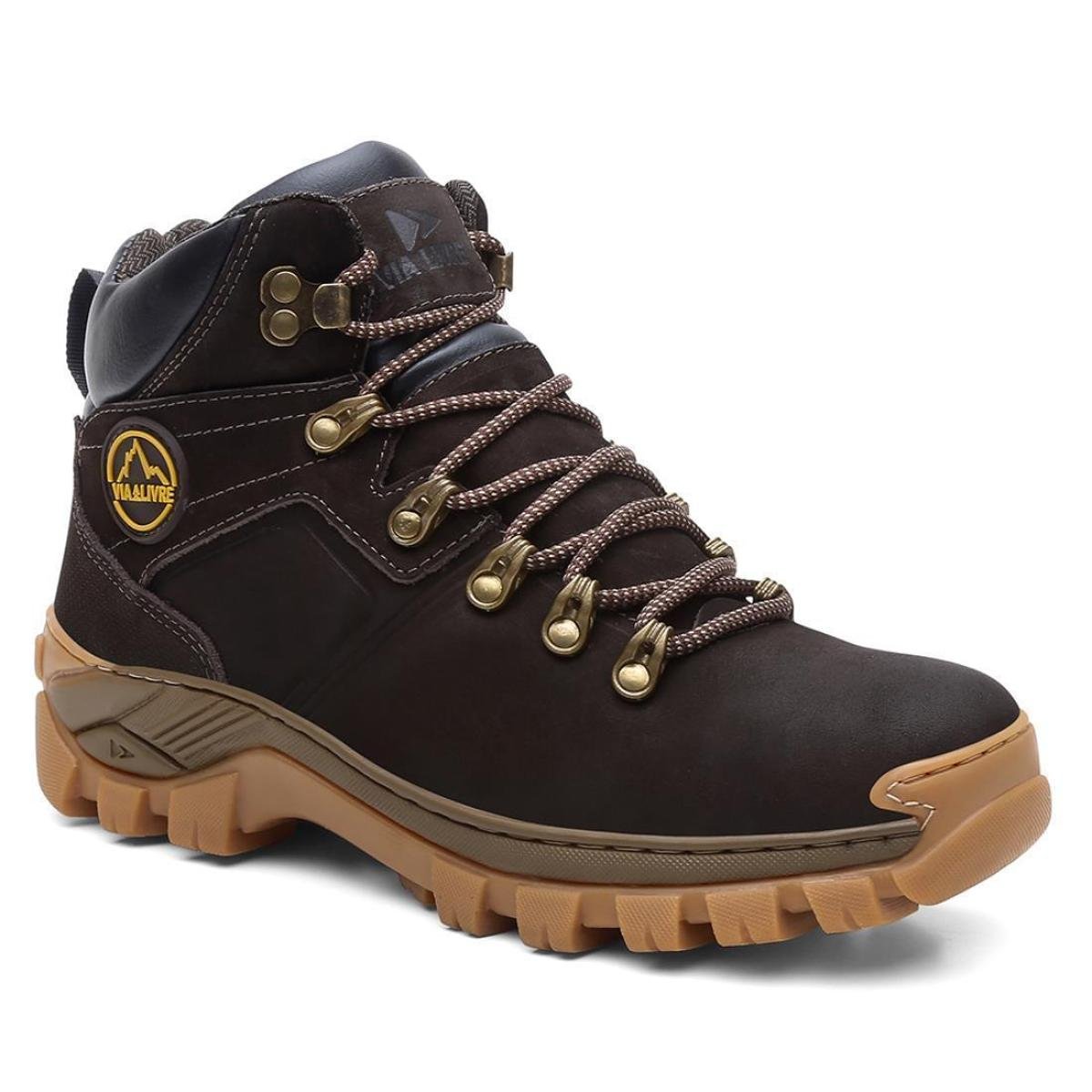 Bota Coturno Adventure Masculina Trekking Couro Trilhas - Marrom | Netshoes
