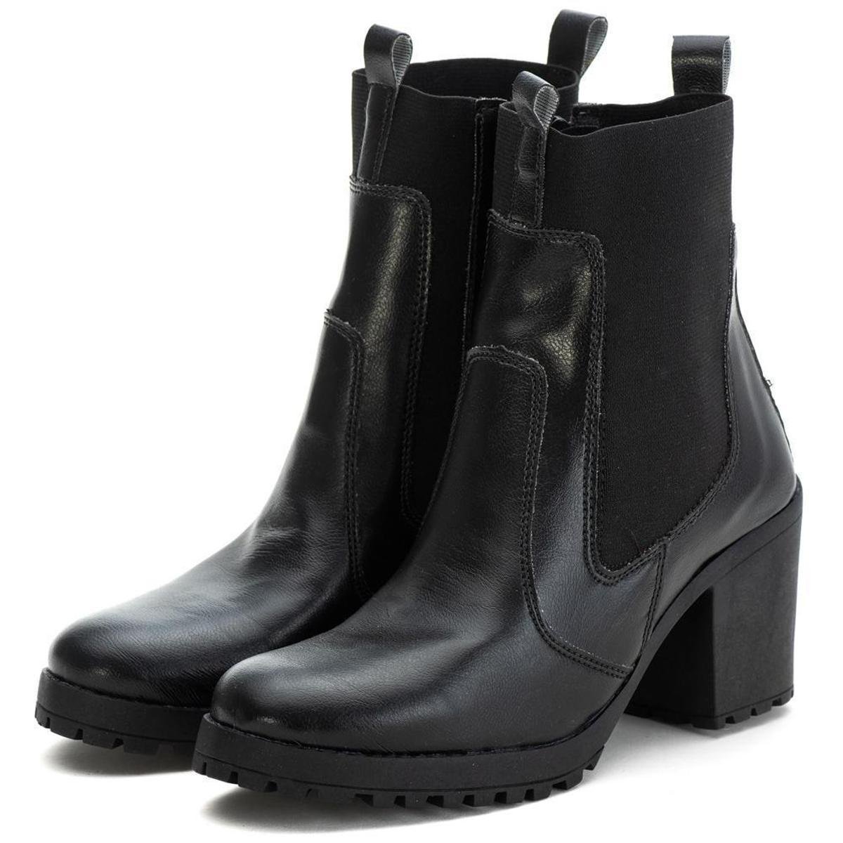 Bota Coturno Chapadeiros Solado Tratorada Em Couro Com Elástico Lateral ...