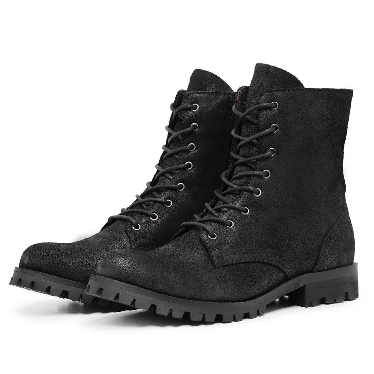 Bota Coturno Couro Salto Baixo Charlote - Preto | Netshoes