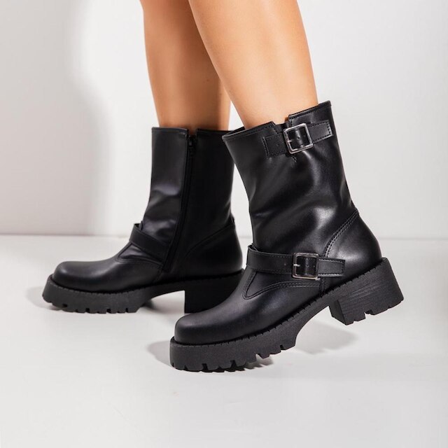 Bota Coturno Feminino Austin Cano Curto Com Fivela Solado Tratorado Not ...