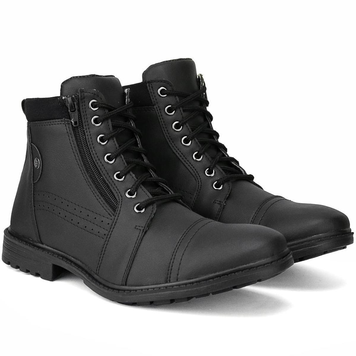 Bota Coturno Masculina ShoesFran com Zíper Lateral Calce Fácil Prático ...