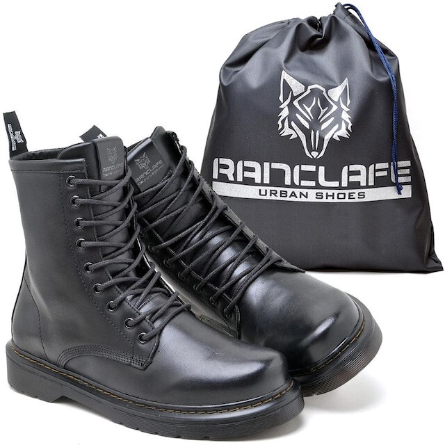 Bota Coturno Rock Cano Alto Couro Masculino - Preto | Netshoes