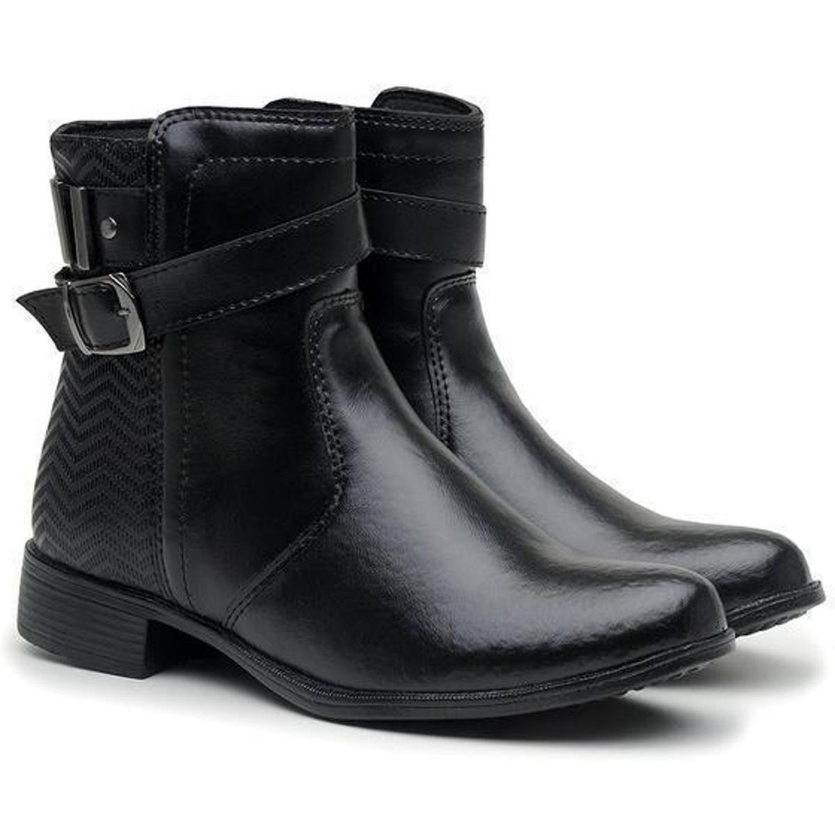 Bota Coturno SAPATOWAY Cano Médio Salto Baixo Feminina - Preto | Netshoes