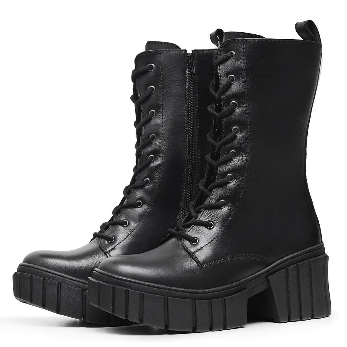Bota Couro Tratorada Cano Alto Silvy - Marrom | Netshoes