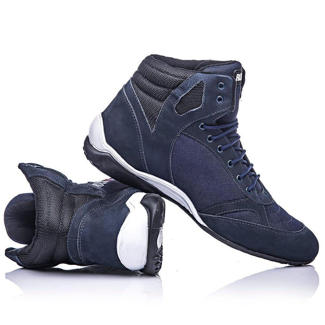 Bota De Treino Feminina Rock Fit Press Couro Cano Alto - Azul | Netshoes