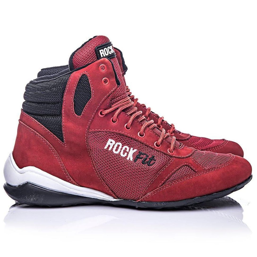 Bota De Treino Feminina Rock Fit Press Couro Cano Alto - Vermelho ...
