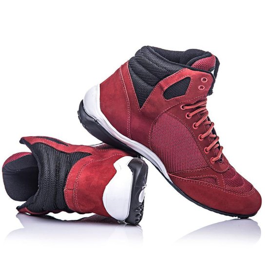 Bota De Treino Feminina Rock Fit Press Couro Cano Alto - Vermelho ...
