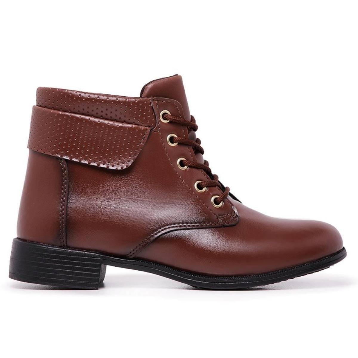 Bota Feminina An Boots Cano Curto Tendência Casual Do Ano - Marrom | Netshoes