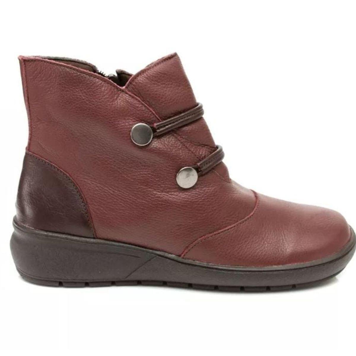 Bota Feminina Balatore Em Couro Cano Curto Detalhes Botão Vermelho 34 ...