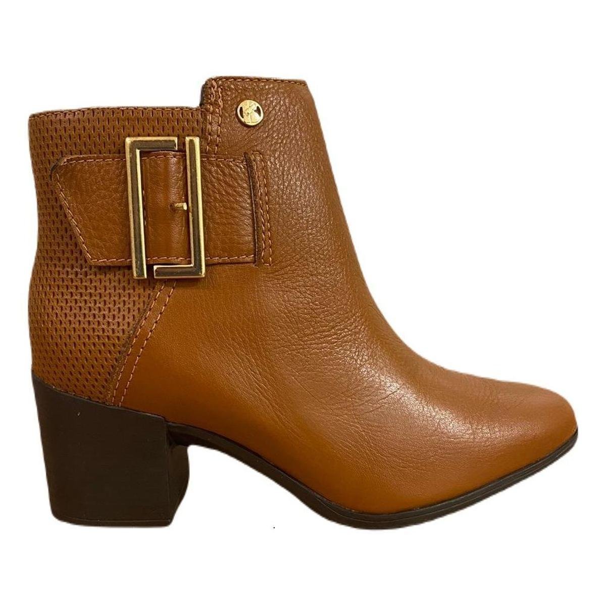 Bota Feminina Cano Curto Bottero Couro Fivela Canela 346909 - Caramelo ...