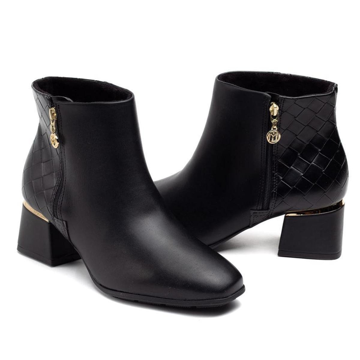 Bota Feminina Modare Cano Curto Tresse Preto - Preto | Netshoes