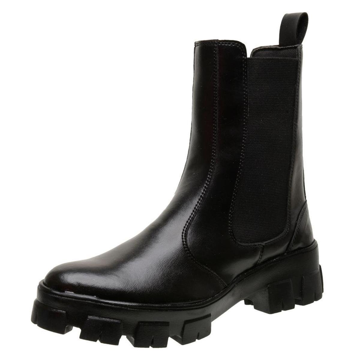 Bota Feminina Tratorada Elástico Cano Curto - Preto | Netshoes