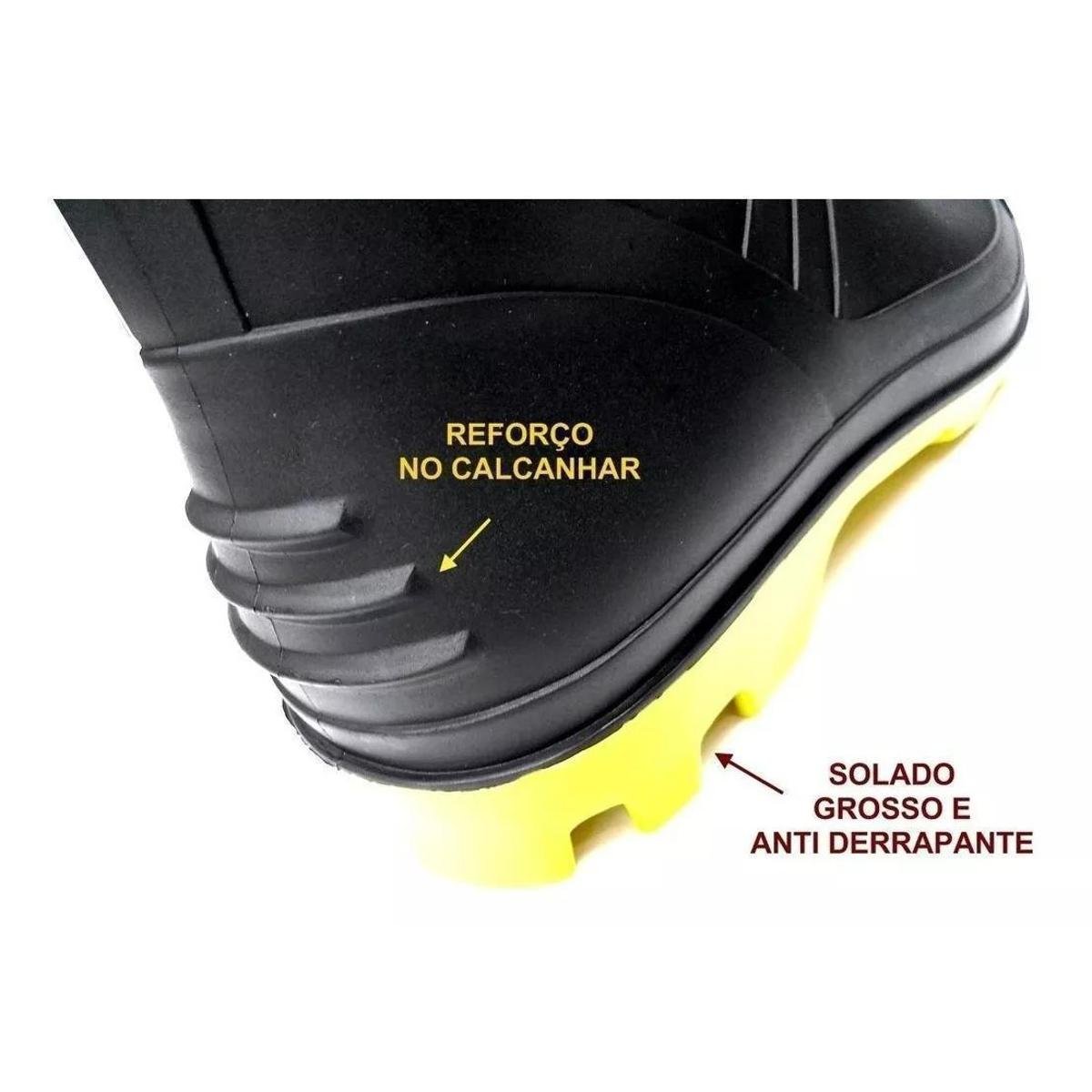 Bota Galocha Pega Forte Grendene II Borracha Antiderrapante - Preto ...