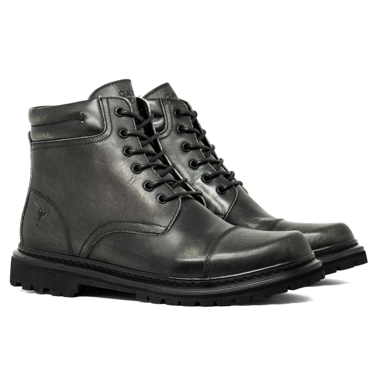 Bota Masculina Cavalera Harvey Casual Couro Cano Médio Cadarço Original ...