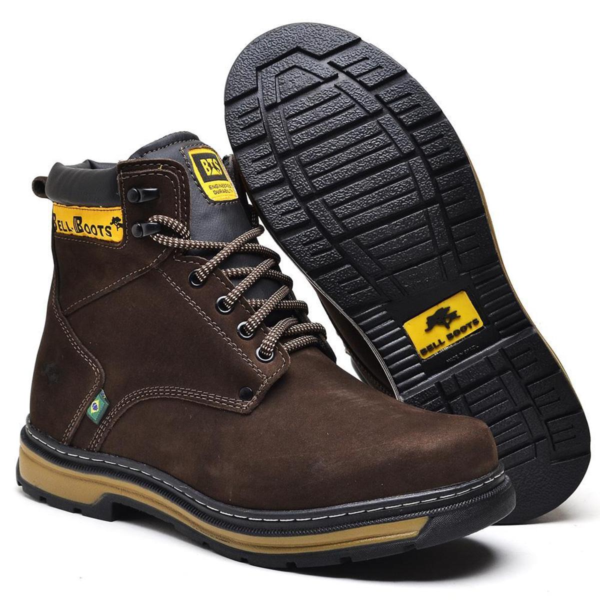 Bota Masculina Moderna Coturno Adventure Couro Trekking - Marrom | Netshoes