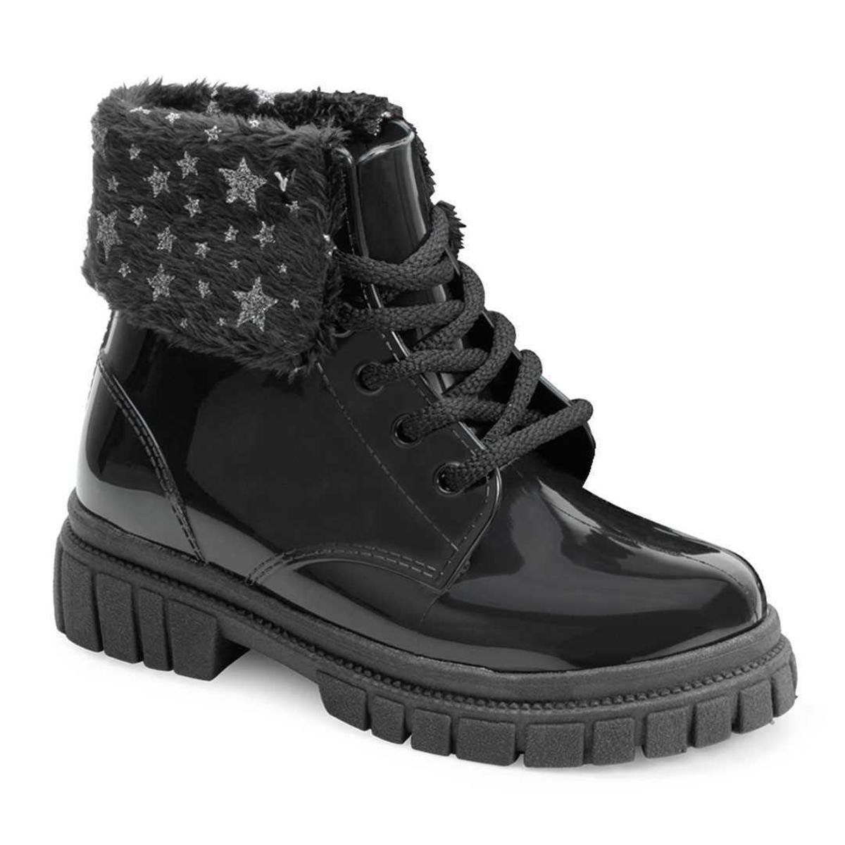 Bota Menina Coturno Com Pelo Luelua 139002 - Preto | Netshoes