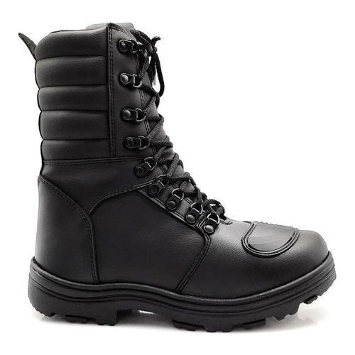 Bota Militar Coturno Masculino Tático Zíper Palmilha Em Gel - Preto | Netshoes