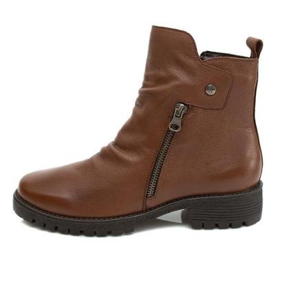 Bota Pattini em Couro Coturno Drapeado Conhaque 34 - Marrom | Netshoes