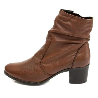 Bota Pattini em Couro Drapeada Conhaque 34 - Marrom | Netshoes