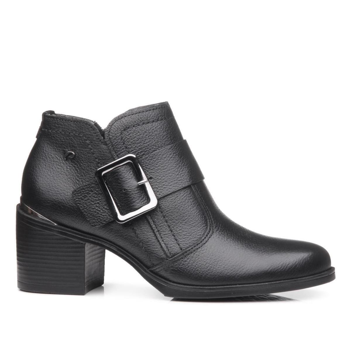 Bota Pegada Feminina em Couro Preto 280307-02 - Preto | Netshoes