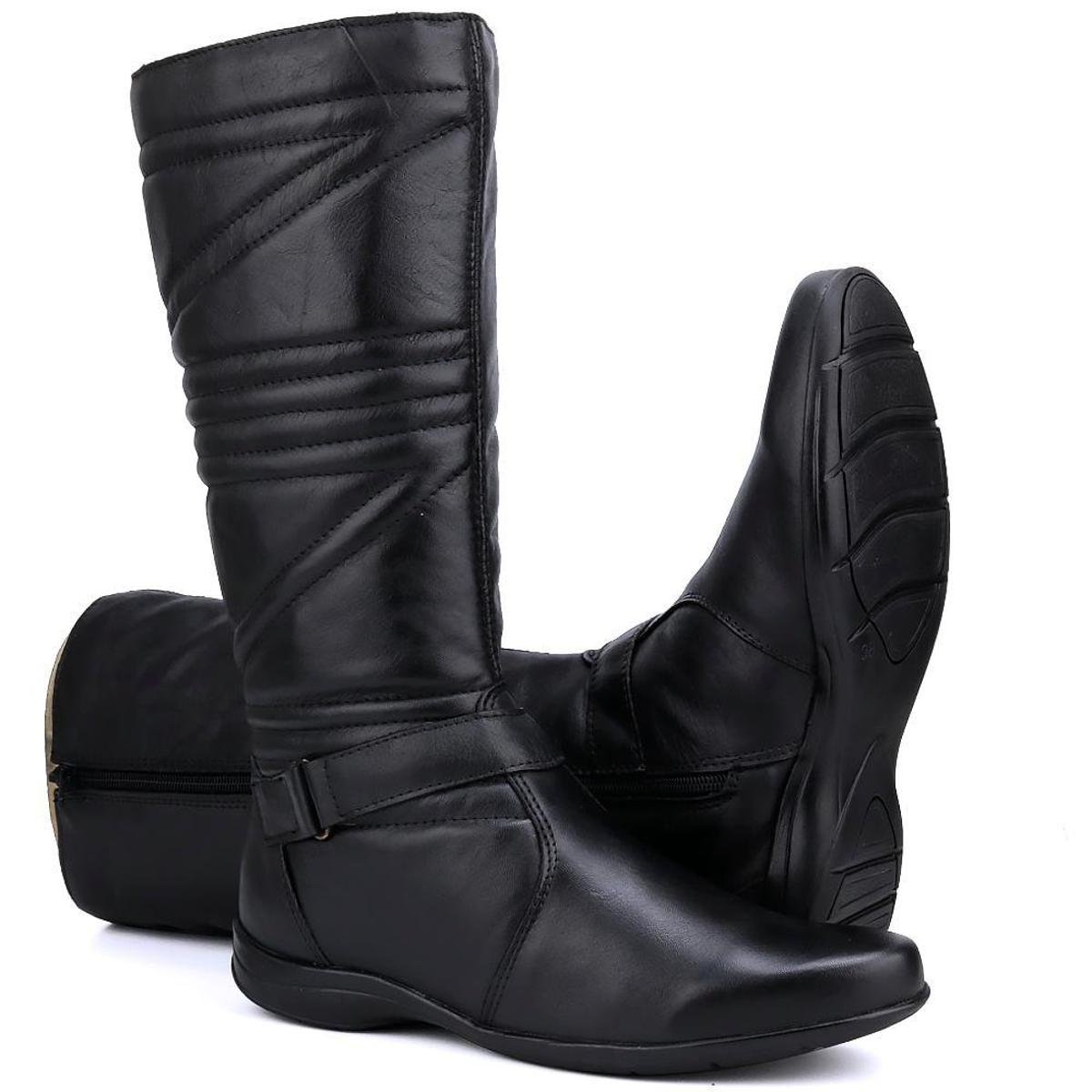 Bota Rasteira Mr. Gutt em Couro Cano Longo - Preto | Netshoes