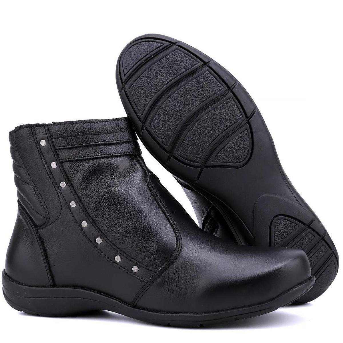 Bota Rasteira Mr. Gutt em Couro Feminina - Preto | Netshoes