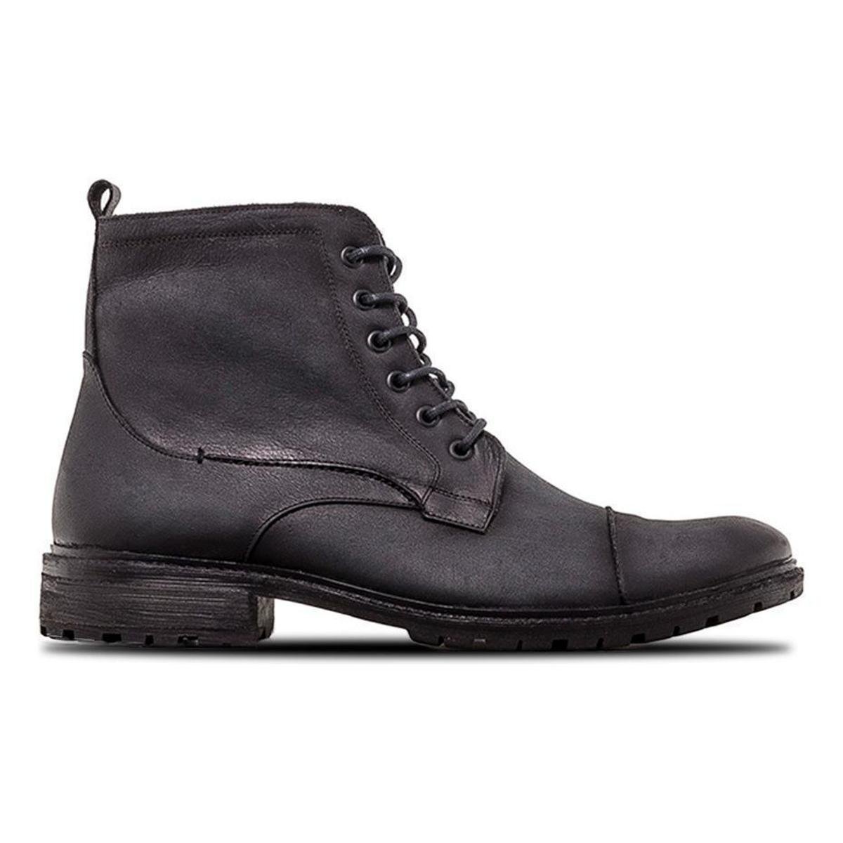 Bota Shelter Couro com Cadarço e Zíper Troy Old Masculina - Preto ...