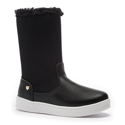 Bota Tênis Feminina Infantil Tininha Menina Casual com Pêlo - Preto ...