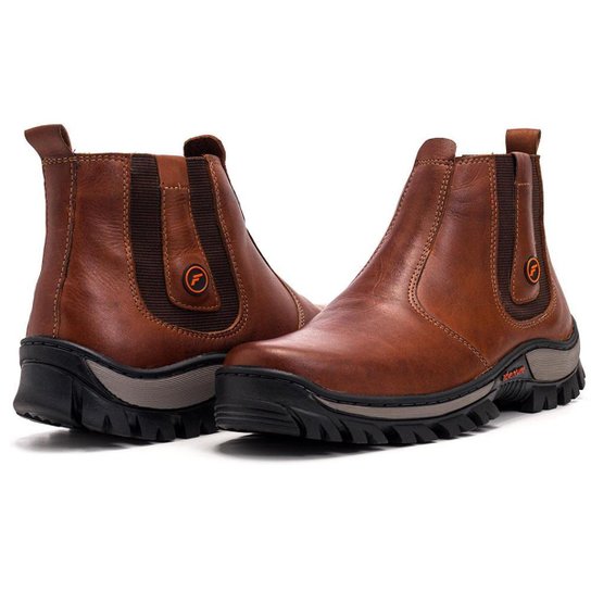 Botina Bota Masculina Couro Legítimo Conforto Estilo Palmilha Gel ...