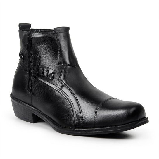 Botina Country Masculina de Couro Com Zíper Lateral Estilo Cowboy ...