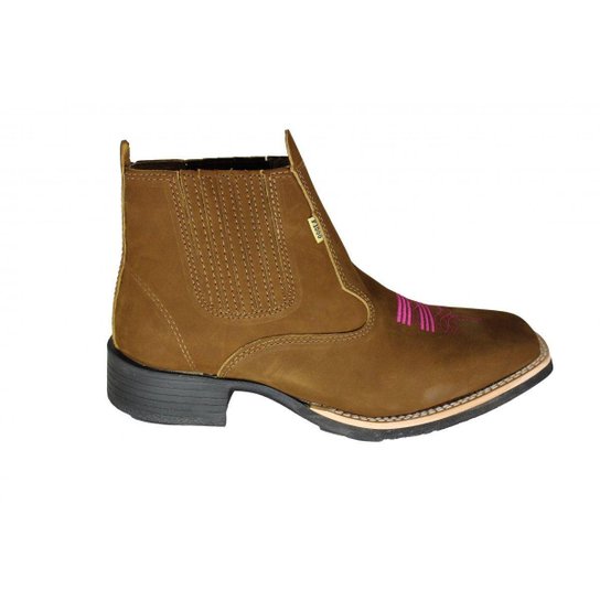 Botina Country Texana Em Couro F1000 Feminina - Marrom | Netshoes