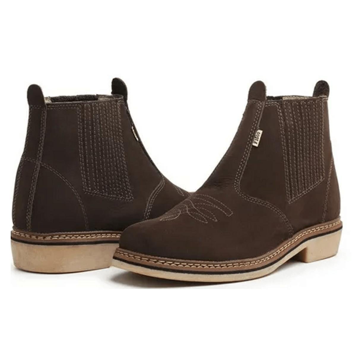 BOTINA F1000 COURO BICO QUADRADO - Cafe | Netshoes