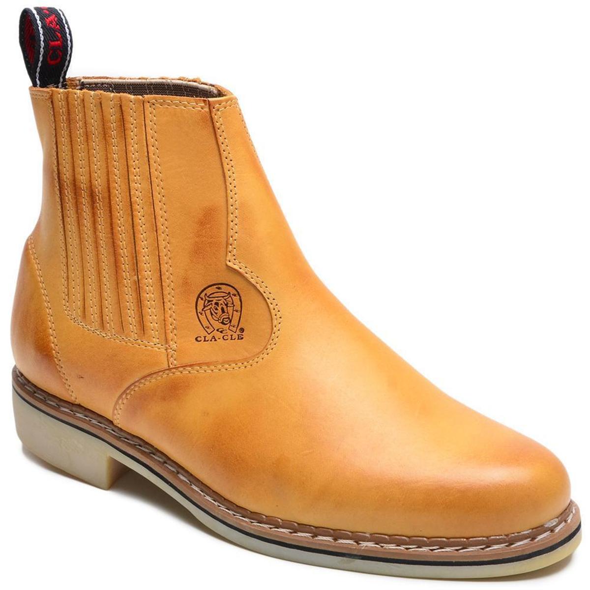 Botina Masculina Couro Bota Lisa Cano Baixo - Bege | Netshoes
