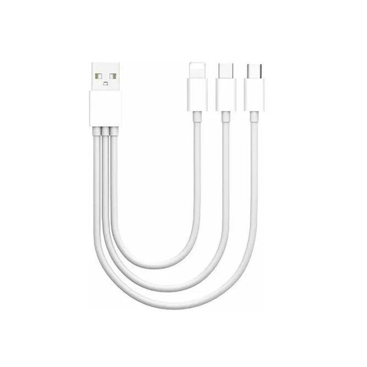 Cabo Usb 3 Em 1 Com 3 Saídas V8, Type-c, Lightning iPhone - Branco | Netshoes