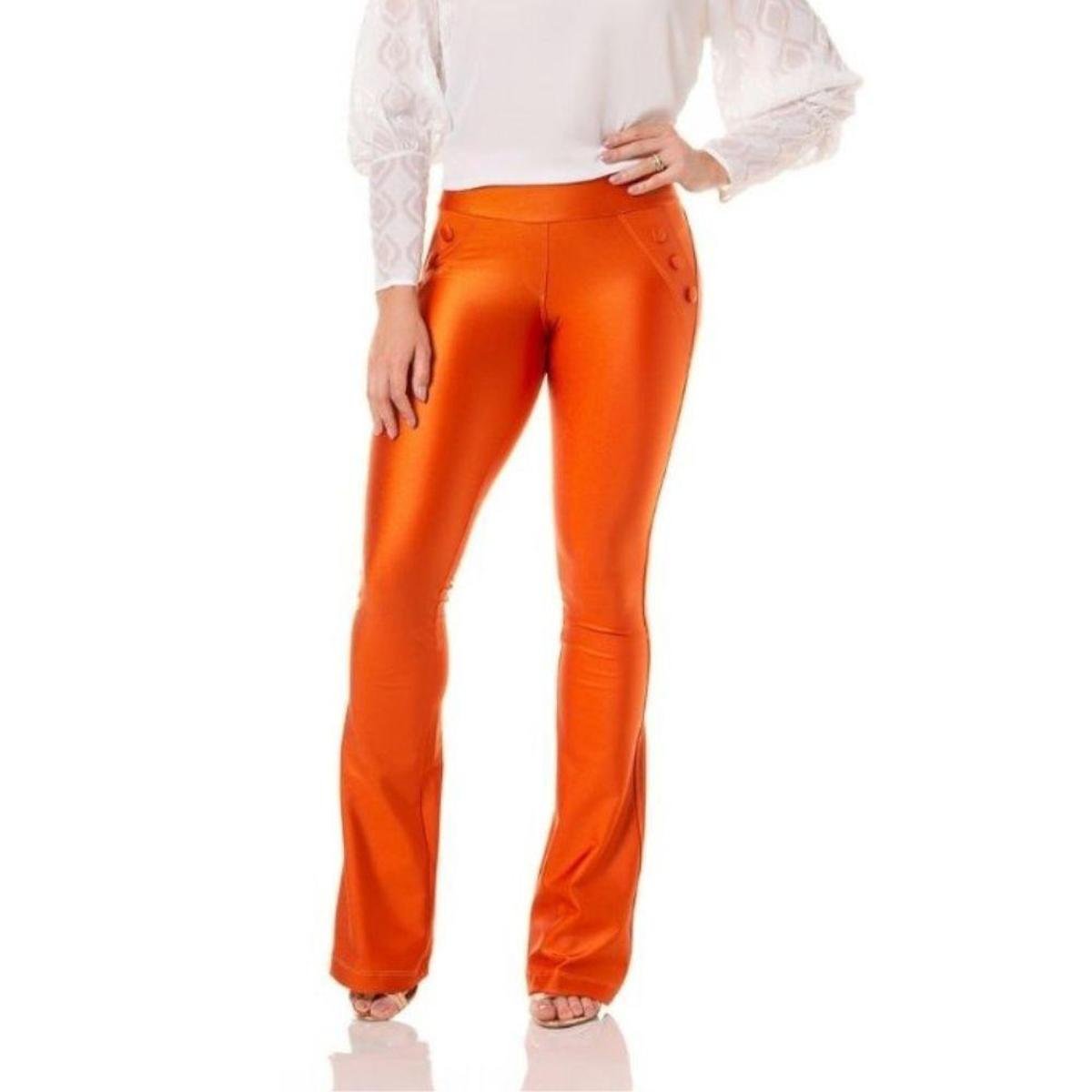 Calça Feminina Legging Cós Alto Moda Leg Flare Boca Sino Feminina ...