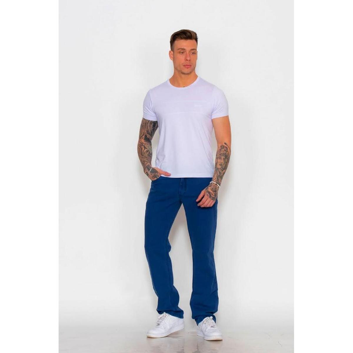 Calça Jeans Reta Masculina Allmaria Cós Baixo Básica Estilo - Azul ...