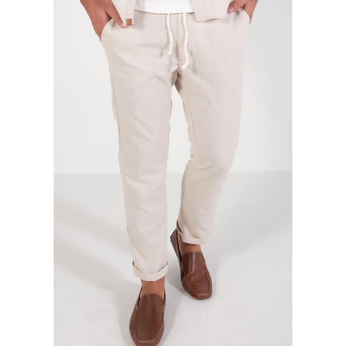 Calça masculina linho ruiz natural - Natural. | Netshoes