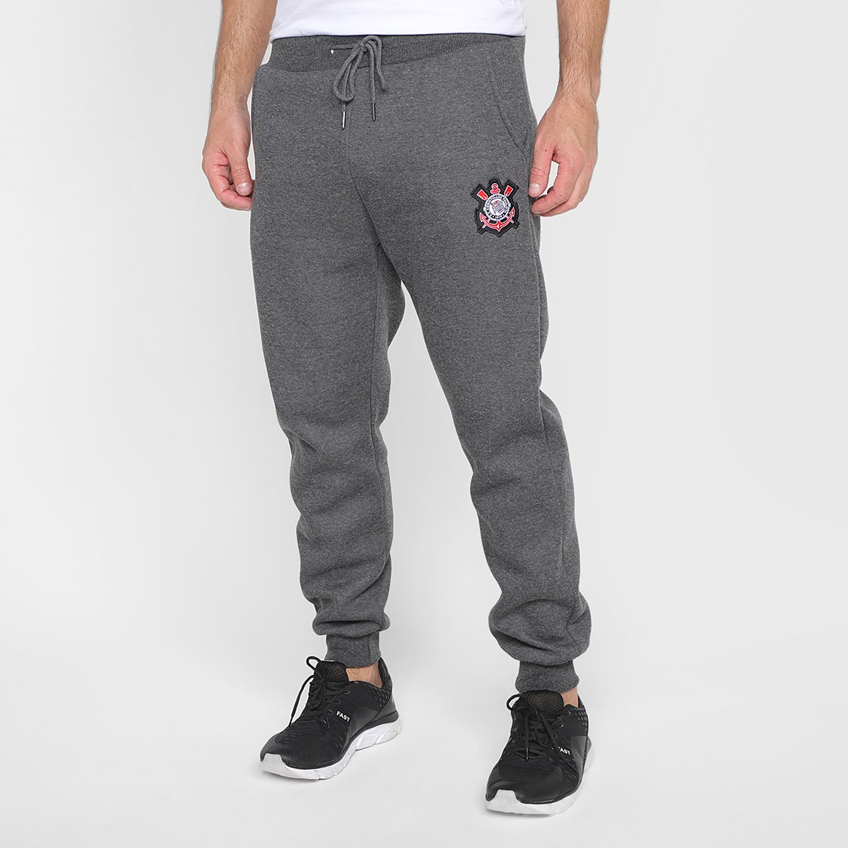 Calça Moletom Corinthians SPR Masculina - Chumbo | Netshoes
