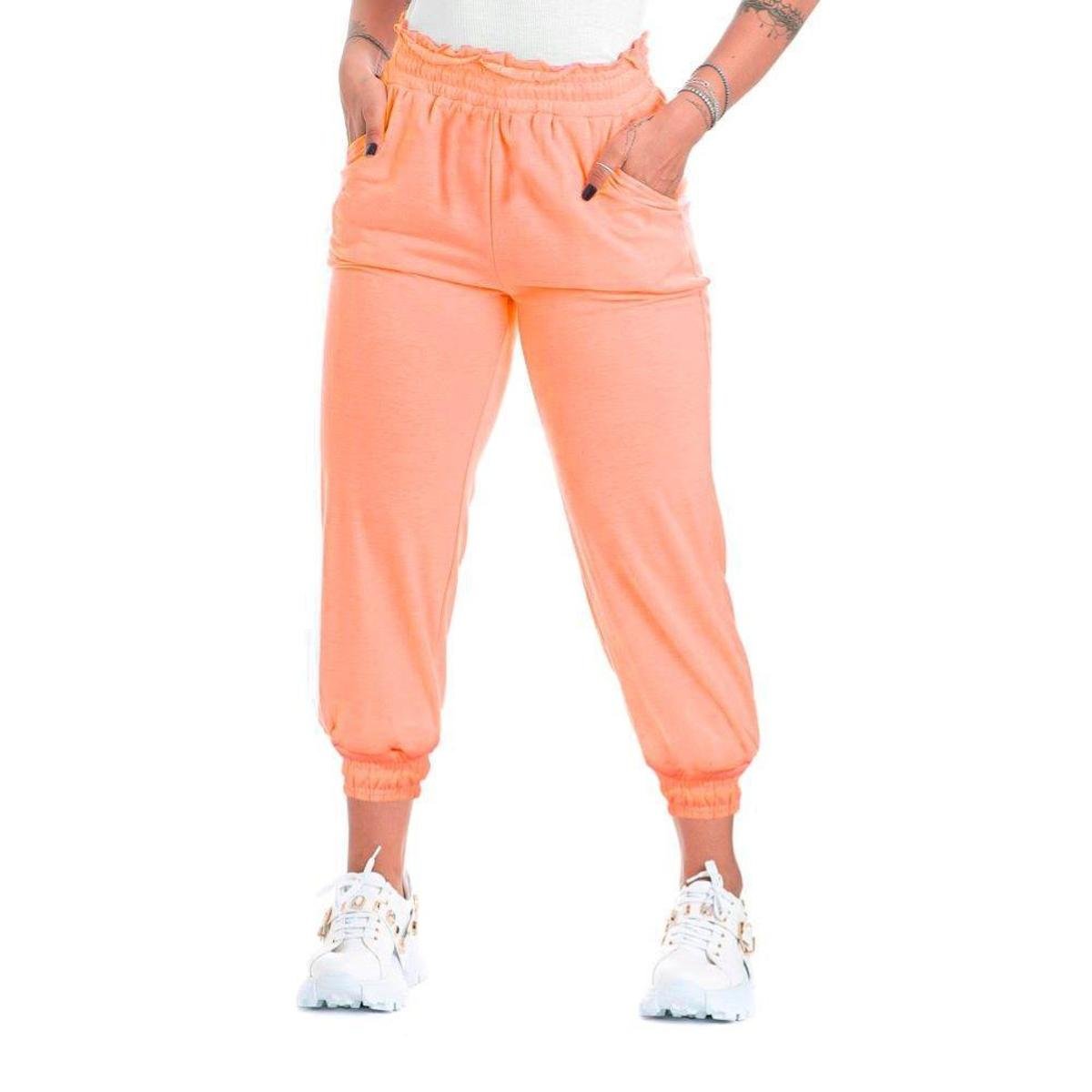 Calça Moletom Feminina Skinny Tendência - Salmão | Netshoes