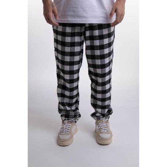 Calça Overcome Xadrez OC Logo Preta - Preto | Netshoes