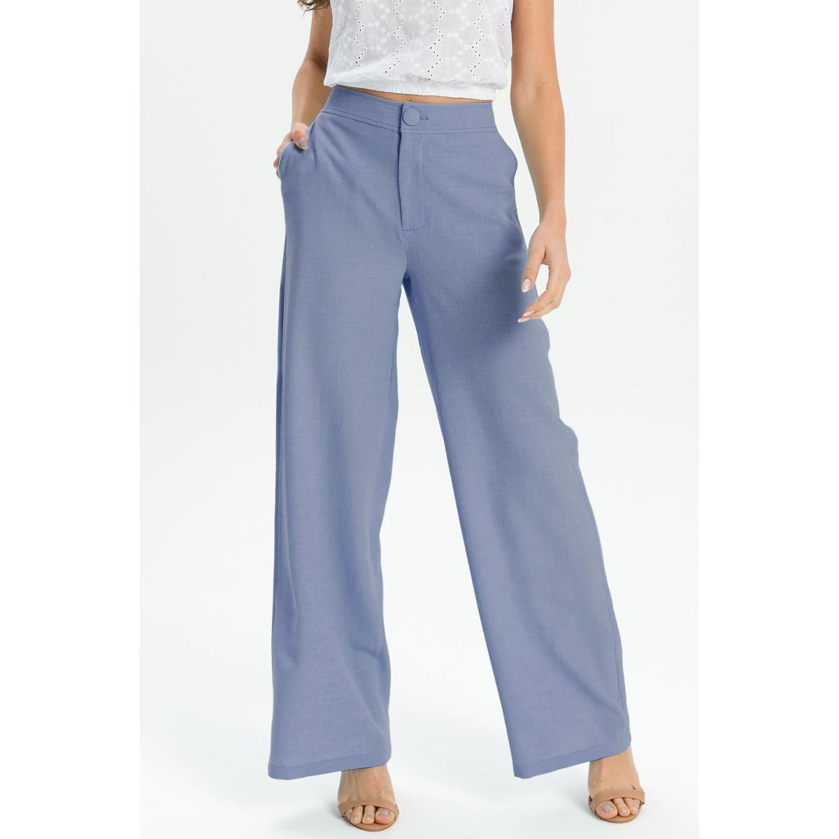 Calça PKS Wide Leg Alfaiataria Azul GG - Azul | Netshoes