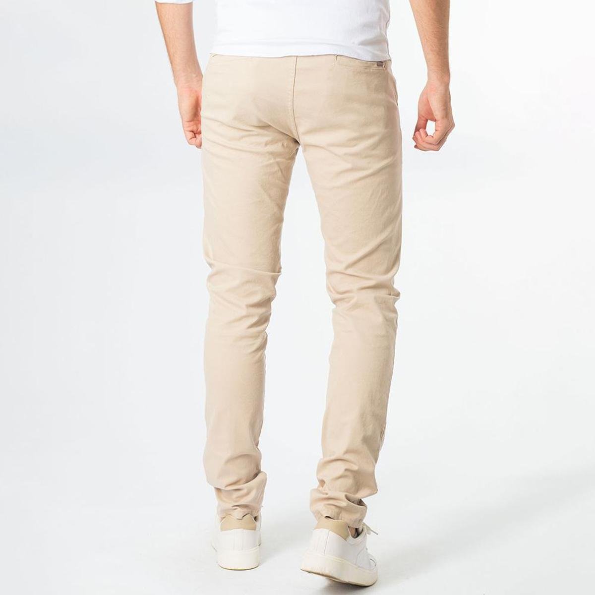 Calça Sarja Masculina Alfaiataria Slim Fit Casual Bege - Bege | Netshoes