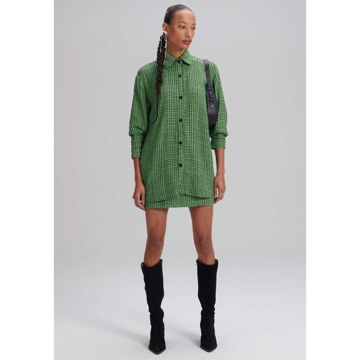 Camisa Alongada Xadrez My Favorite Things - Verde | Netshoes