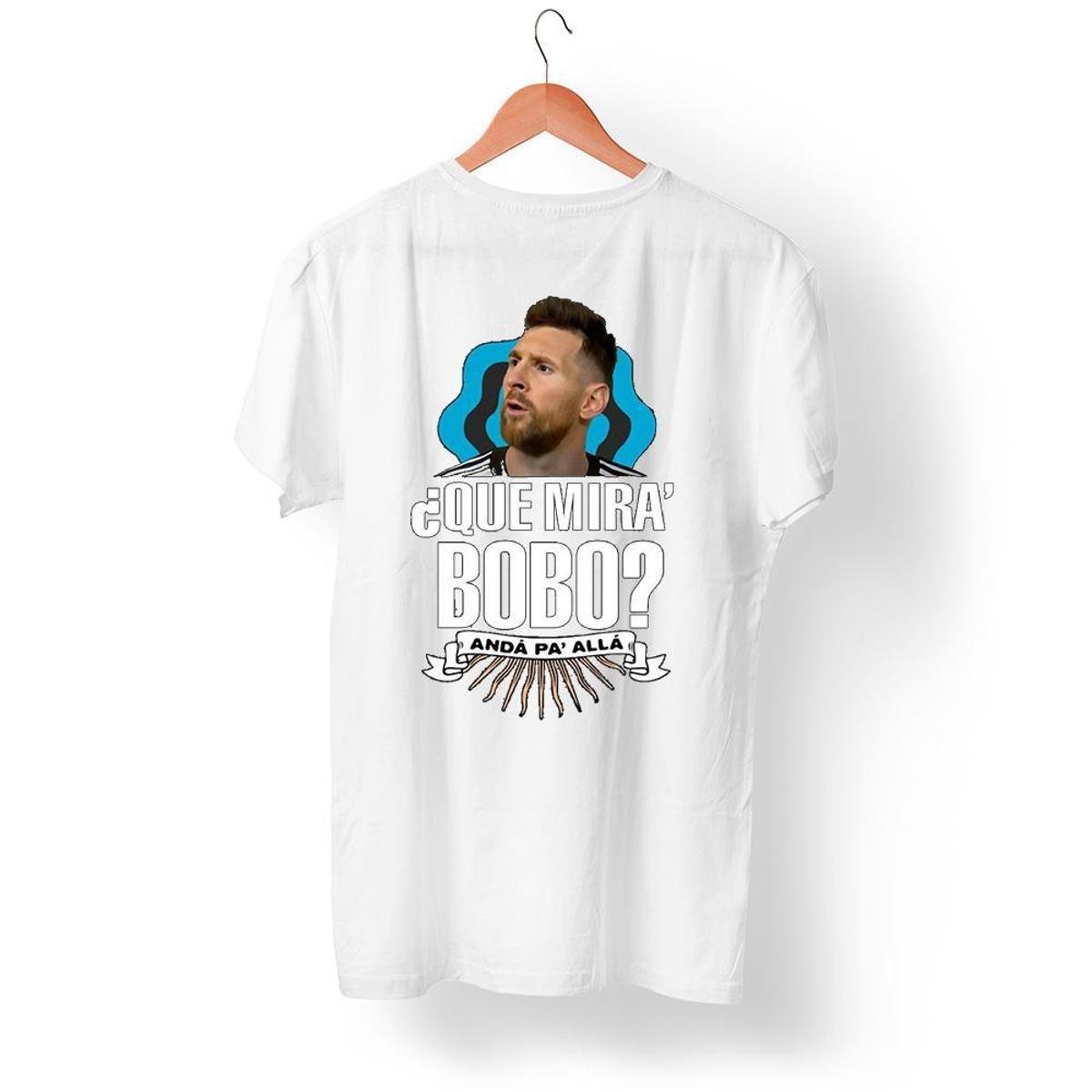 Camisa Camiseta Lionel Messi Que Miras Bobo Argentina Cup - Branco ...